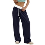 Women'S Contrast Color Waistband Sweatpants Wide Leg Pants with ...