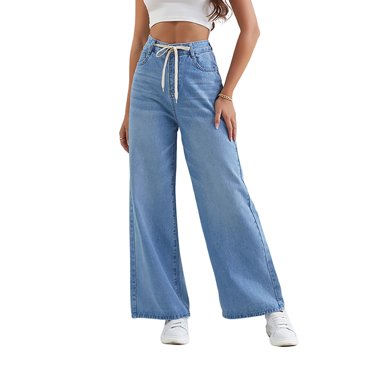 luvamia Women's Classic Denim Jeans Wide Leg Elastic High Waist ...