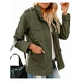Women'S Fall Utility Jacket - Stand Collar, Solid Color, Loose Fit ...