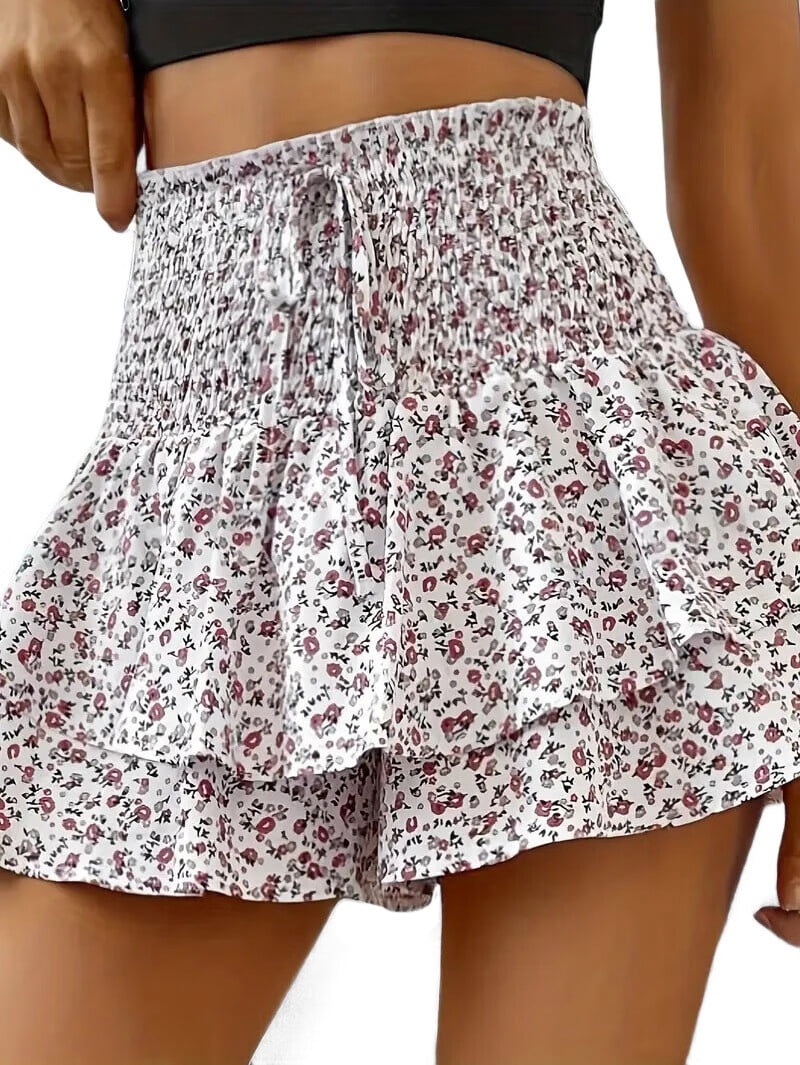 Women'S High Waist Ruffle Mini Shorts Cute Tiered Short Shorts with ...