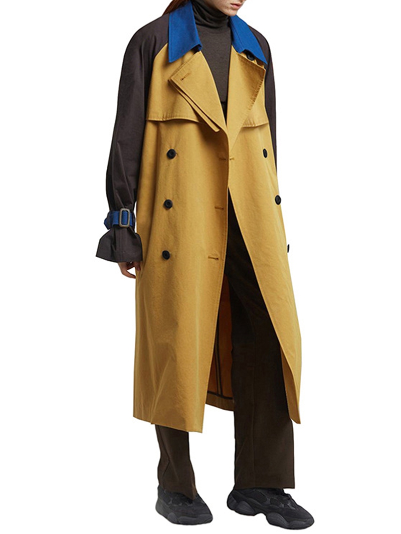 Women'S Long Trench Coat Double Breasted Classic Lapel Overcoat ...