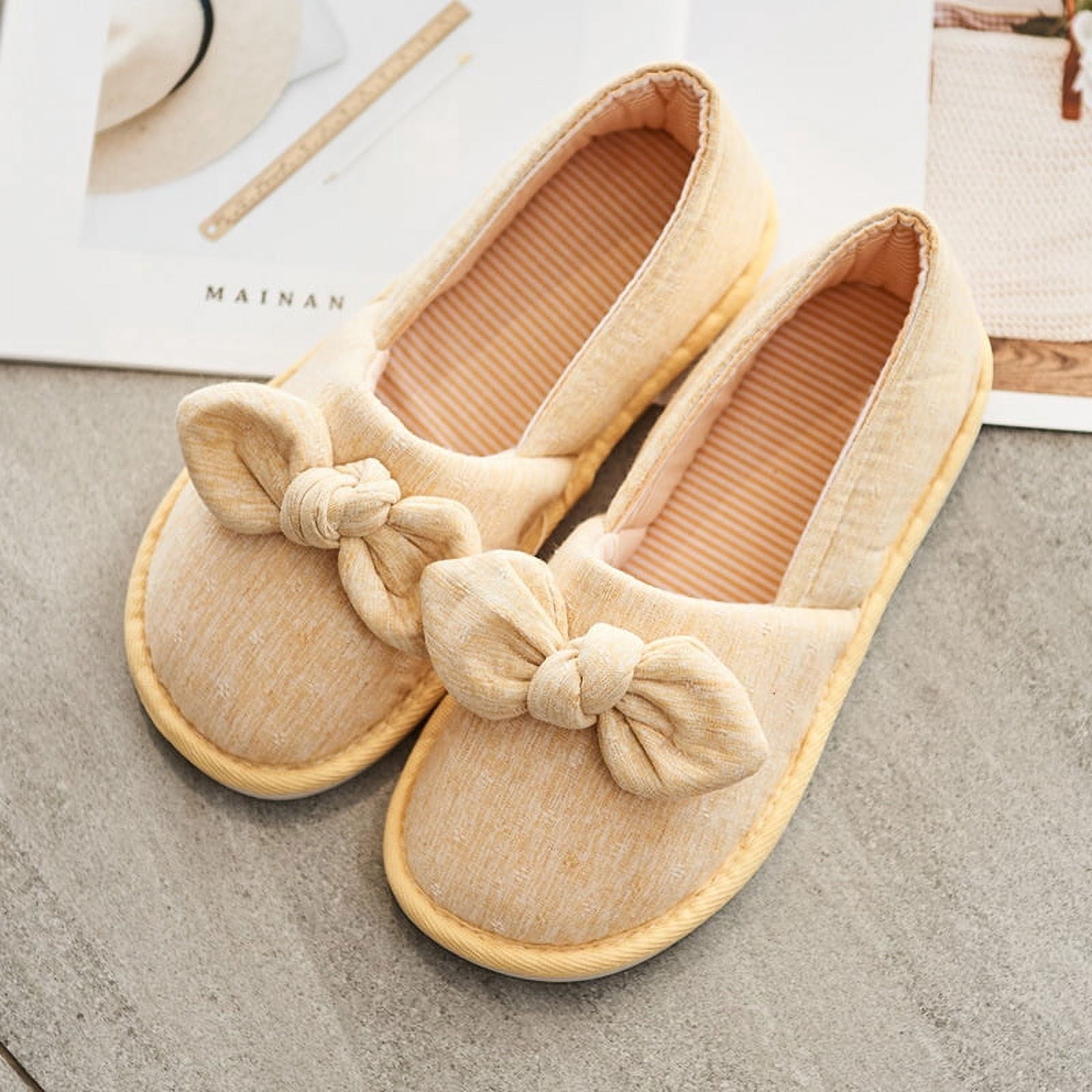 jxfwels Women’s Yellow Memory Foam Diabetic Slippers, Adjustable Fit ...