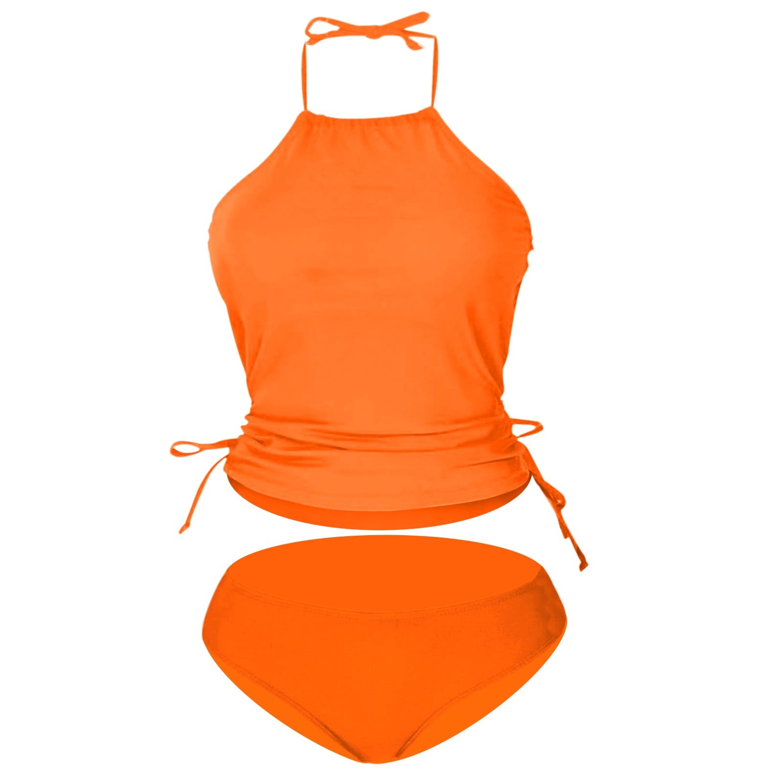 Womens Neck Hanging Retro Lace Up Swimsuit Beach Split Backless Solid