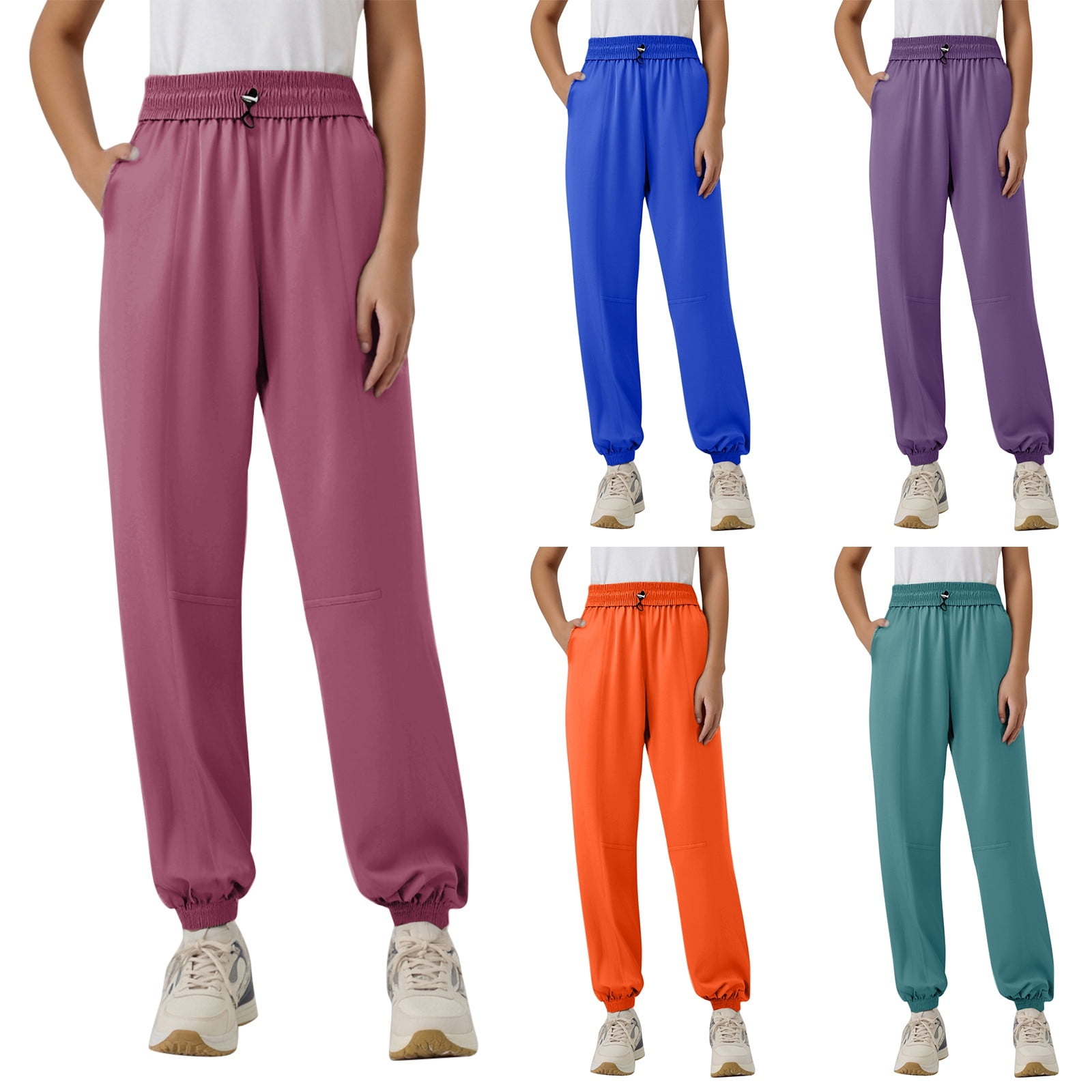 Women'S Pants Summer Quick Dry Loose Fit Drawstring High Waist Gym ...