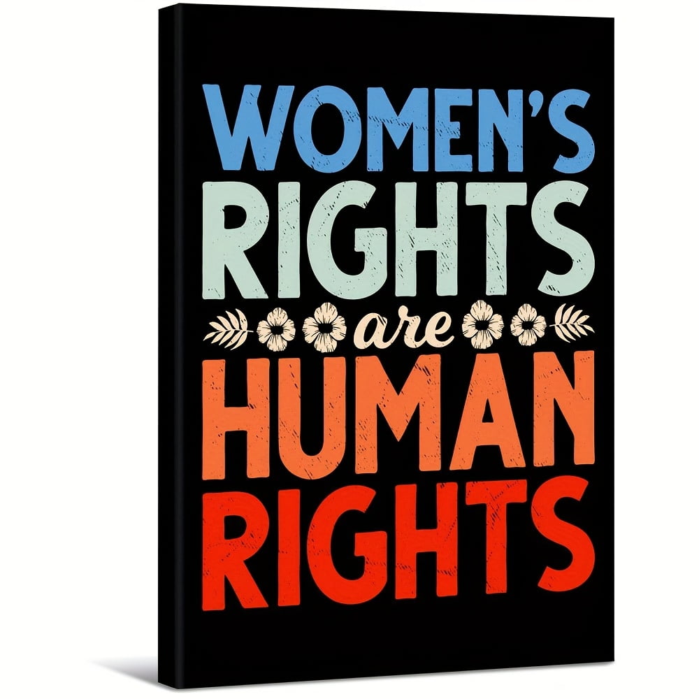 Women'S Rights Are Human Rights Colorful Text Large Wooden Framed Wall ...