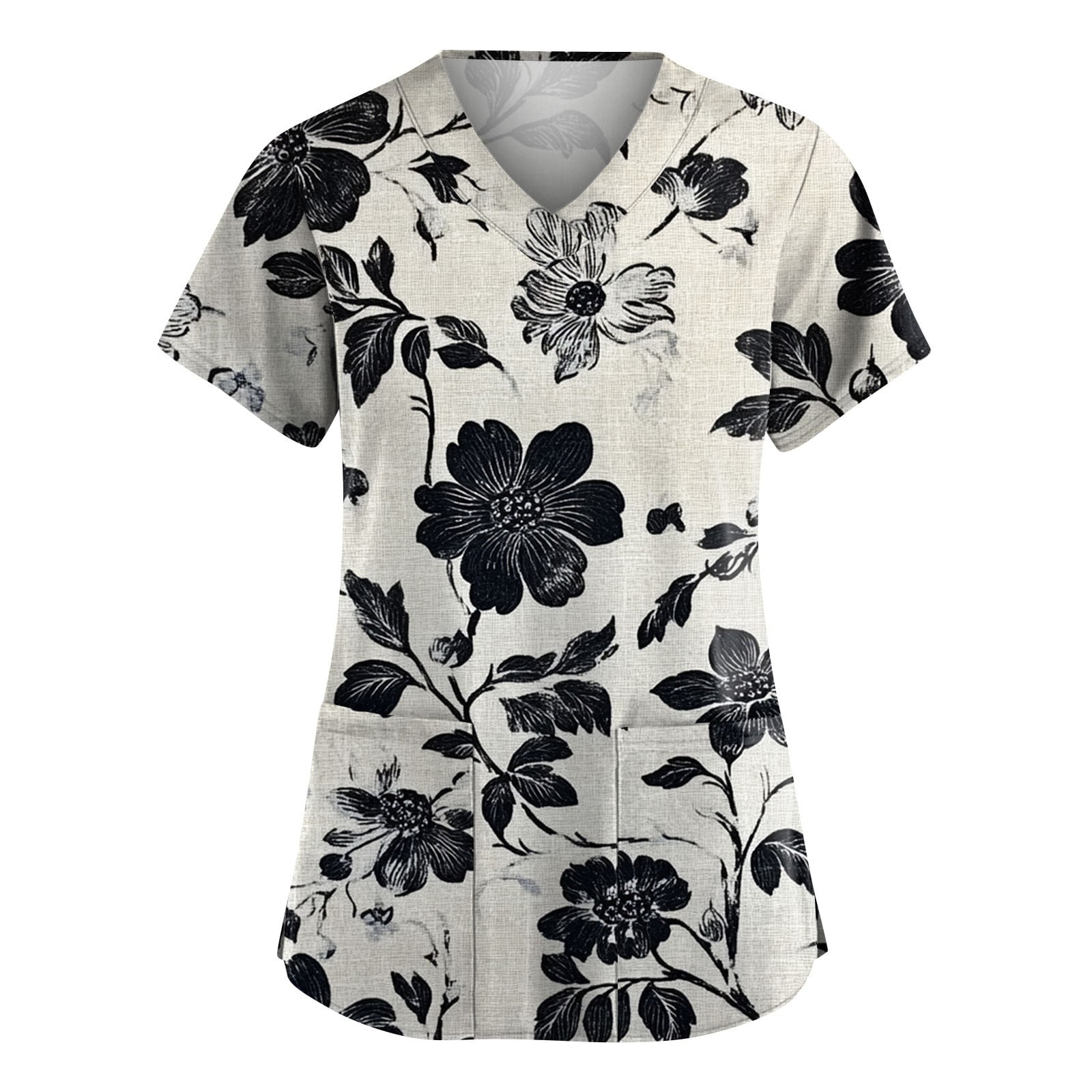 Women'S Short Sleeve Floral Print Scrubs, Colourful Medical Uniforms ...