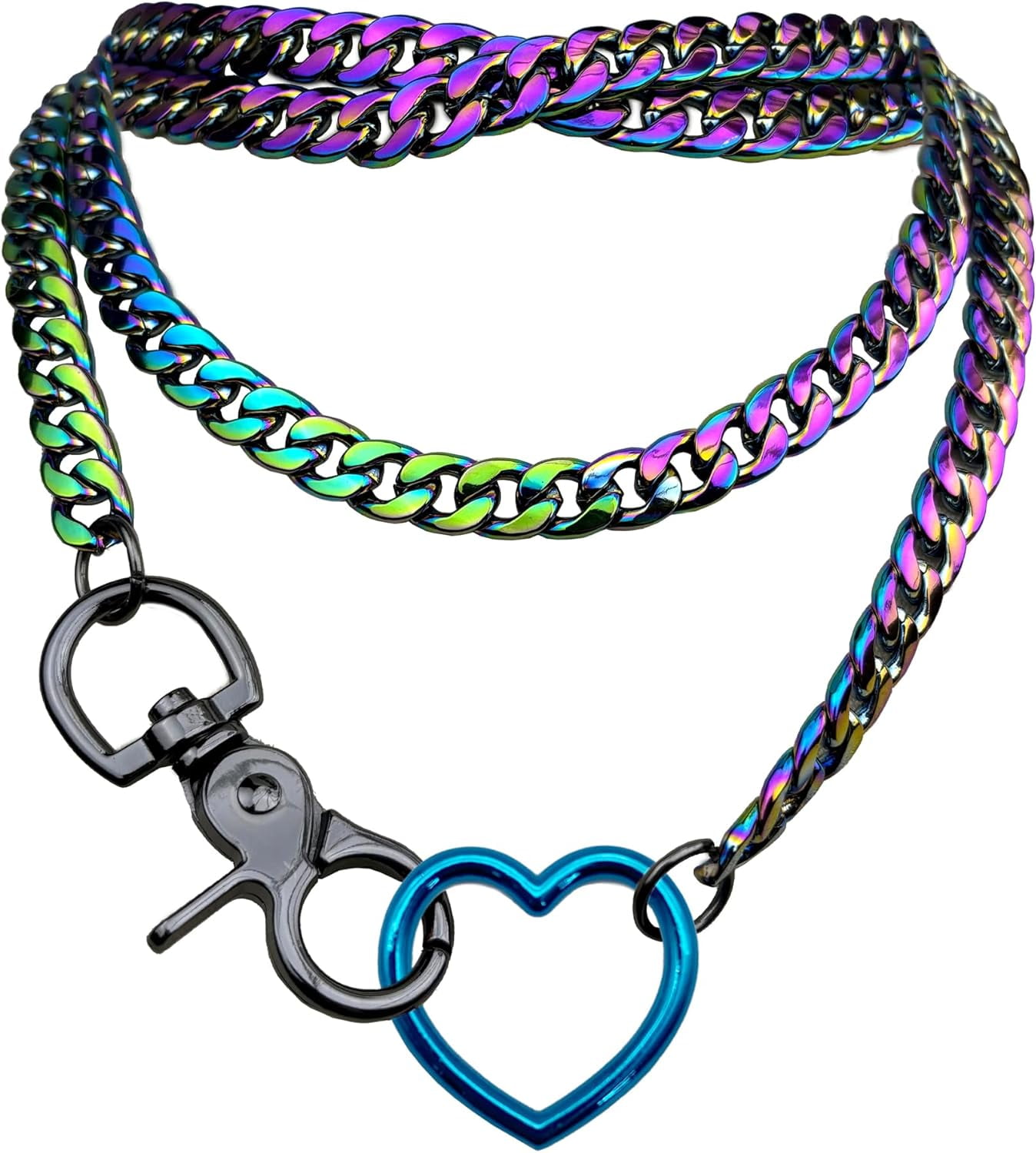 Women'S Slip Chain Rainbow Heart O-Ring Chunky Chain Necklace, Rays ...