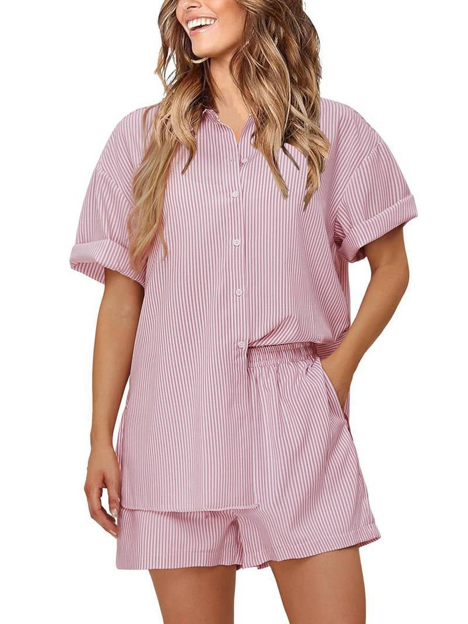 Women'S Summer 2 Piece Sets Long Sleeve Button Down Shirts Matching ...