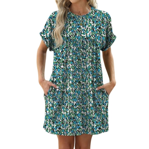 Women'S Summer Dresses Short Sleeve Cute Spring Mini Dress Crewneck ...