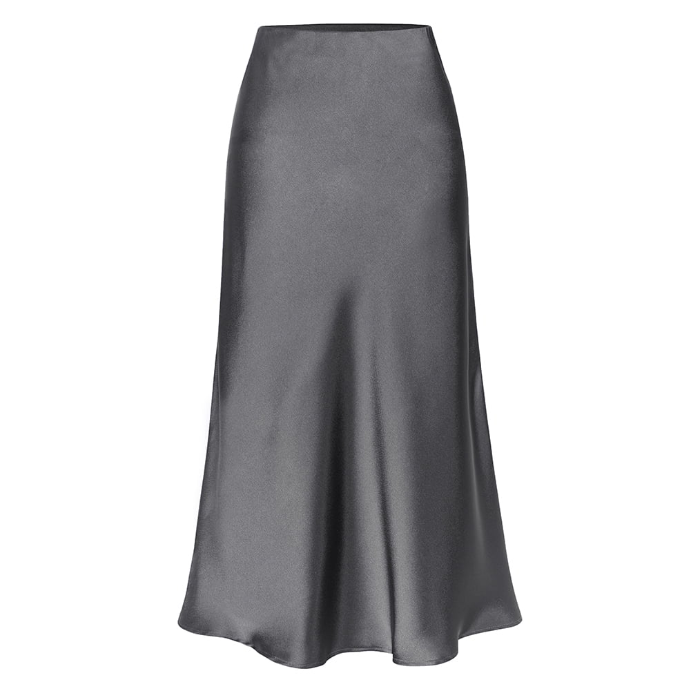 Women'S Summer Half Skirt Acetate Satin Half Skirt Elastic High Waist ...