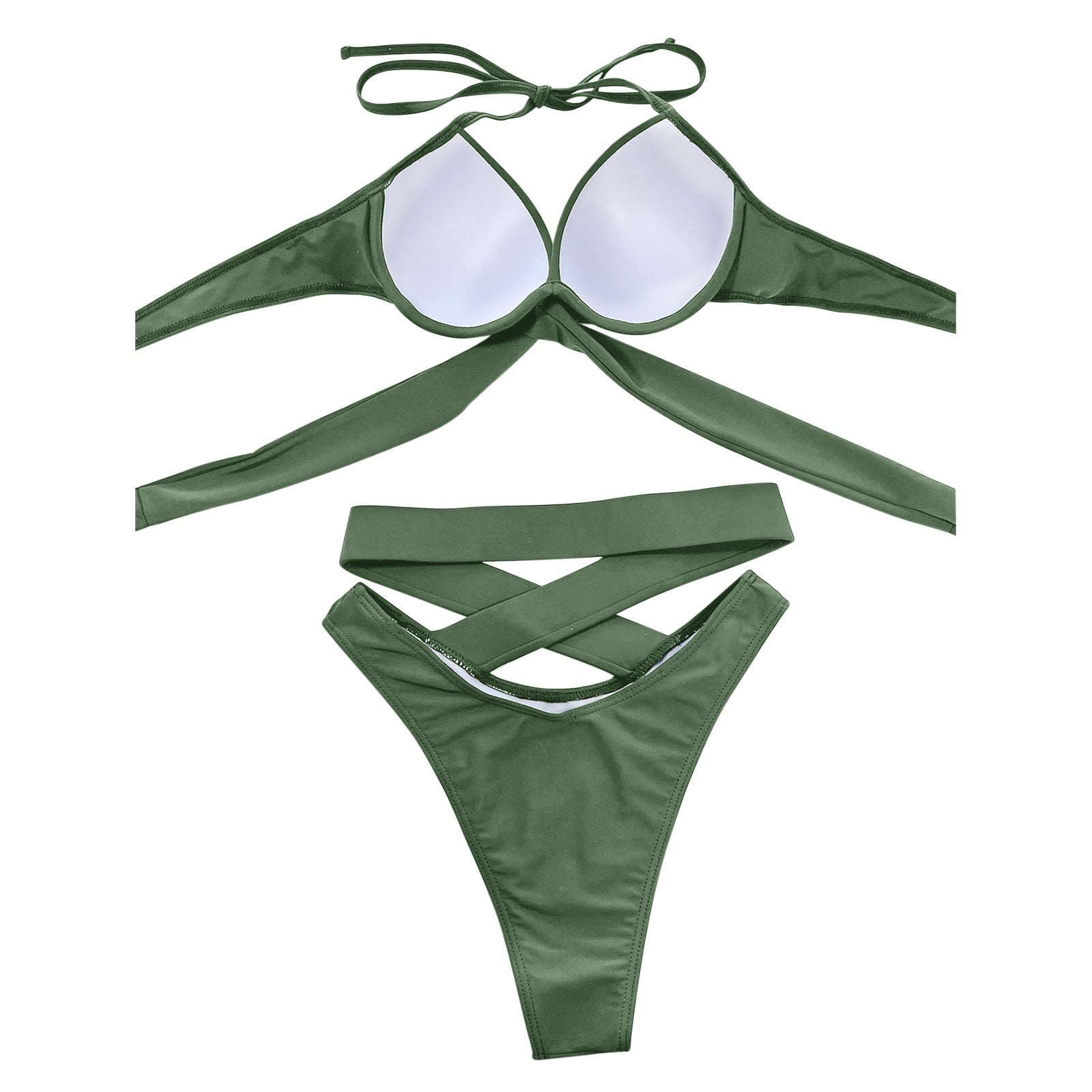 Women'S Tankini Swimsuits Solid Color High Waisted Bikini Set Sexy Two ...