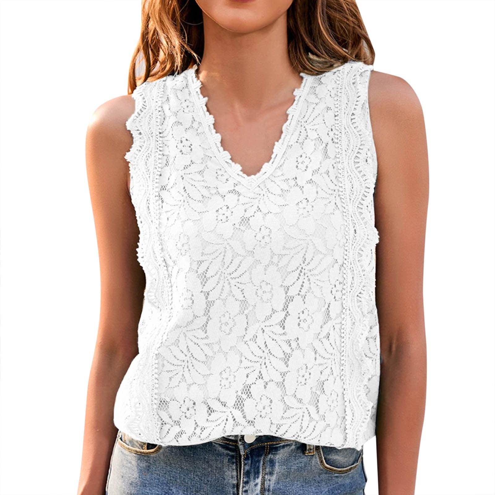 Womens Tanks And Camis Womens Lace V Neck Tunic Tank Tops Casual