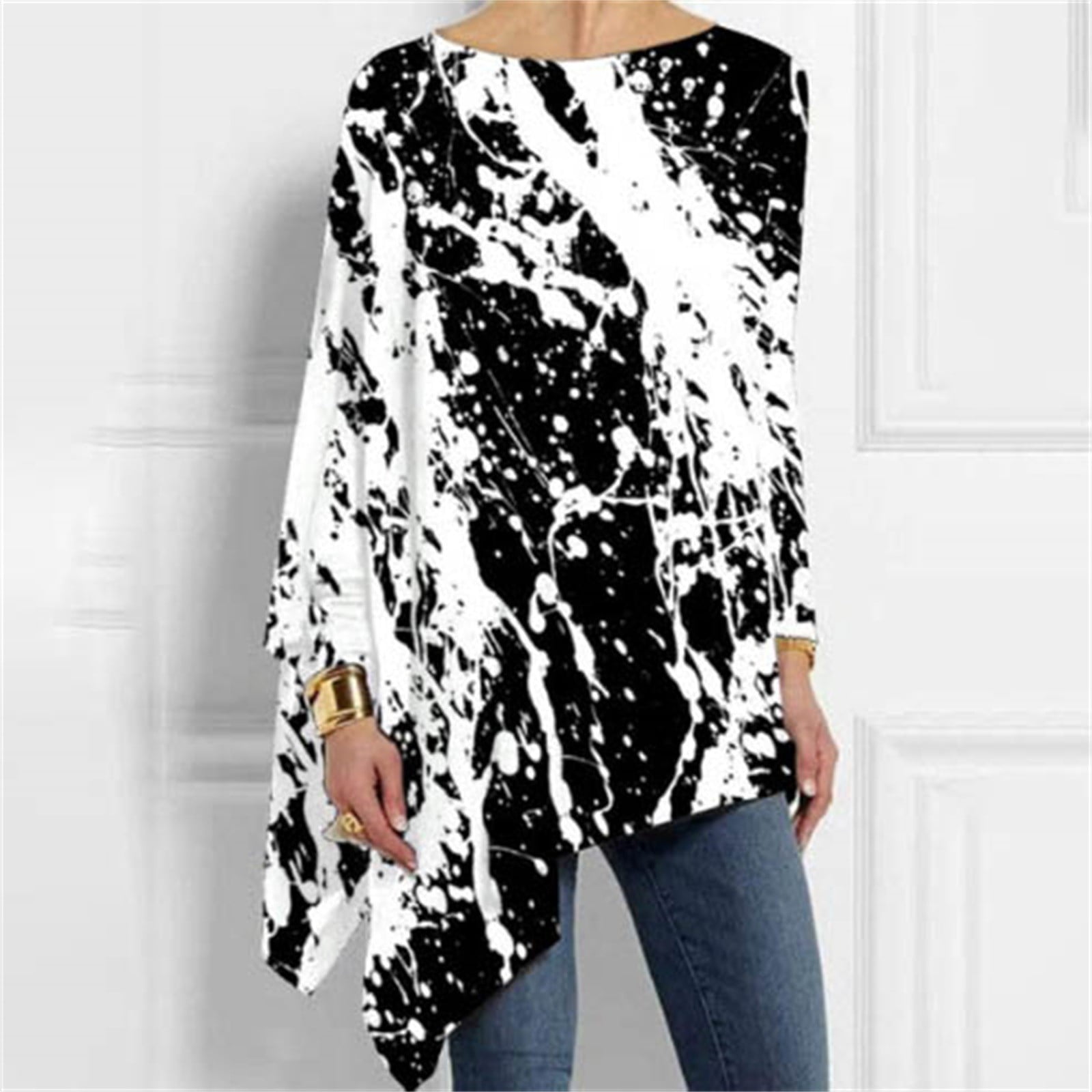 Women'S Tops Plus Size, Polyester Womens Plus Size T Shirts, Long ...