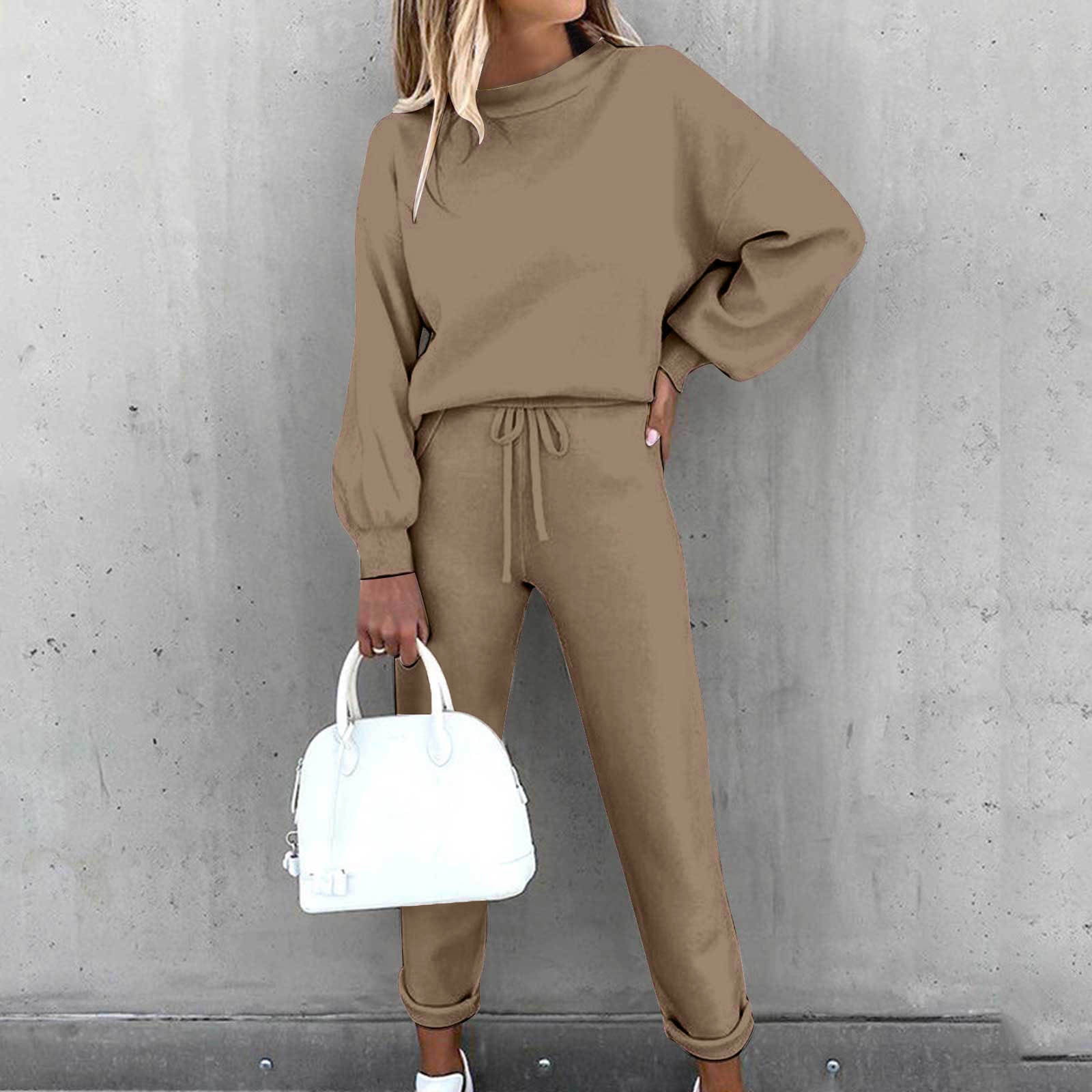 Women'S Two Piece Sweat Suits Long Sleeve Hooded Sweatshirt And ...