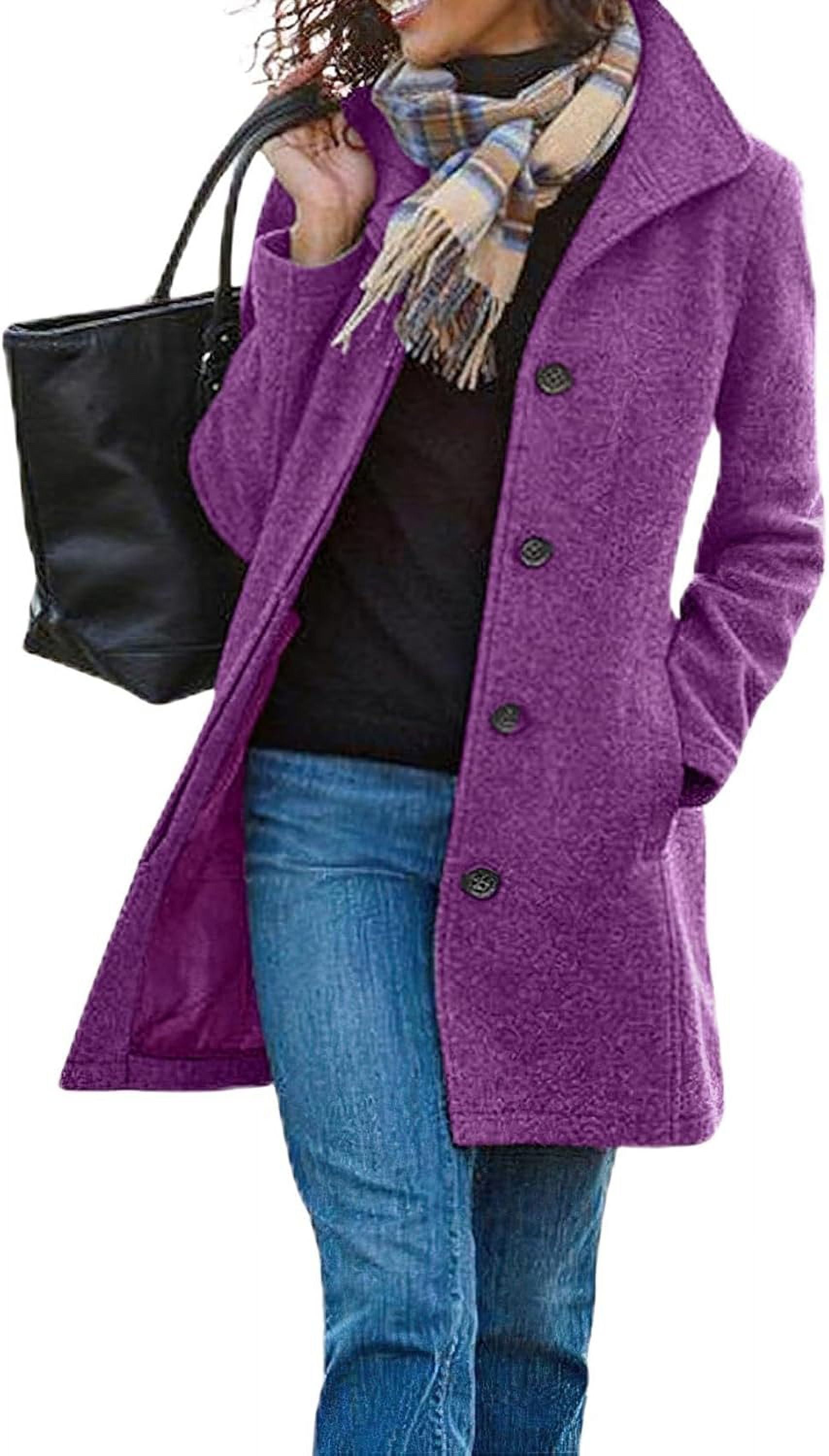 Womens Winter Wool Blend Pea Warm Coat Single Breasted Stand Collar