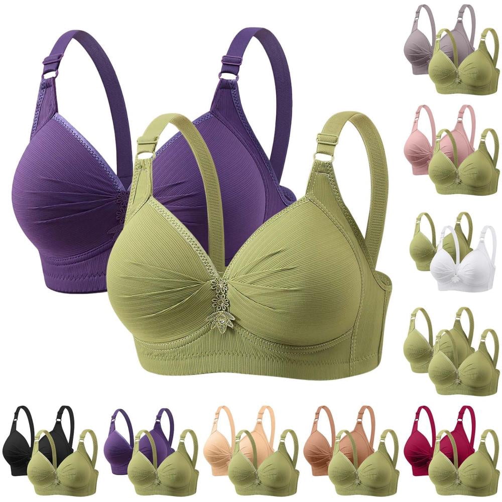 Women'S Wirefree Push-Up Bra with Front Button Closure, Breathable ...