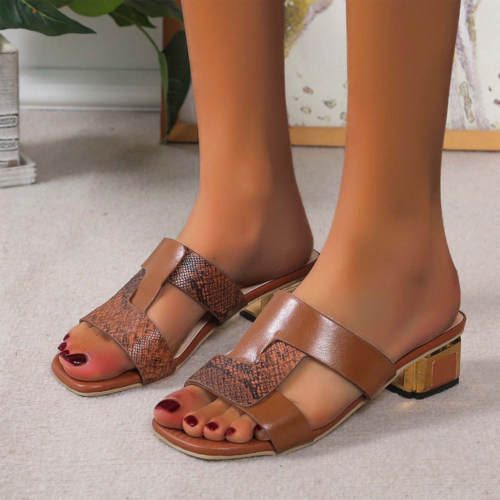 Women Sandals Clearance 2023! Pejock Women's Heeled Sandals Backless ...