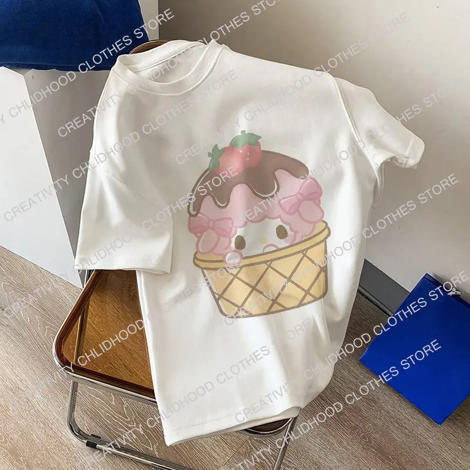 Women Sanrio Cotton Y2K T-shirts Pom Pom Purin Tee Shirt Anime Top ...