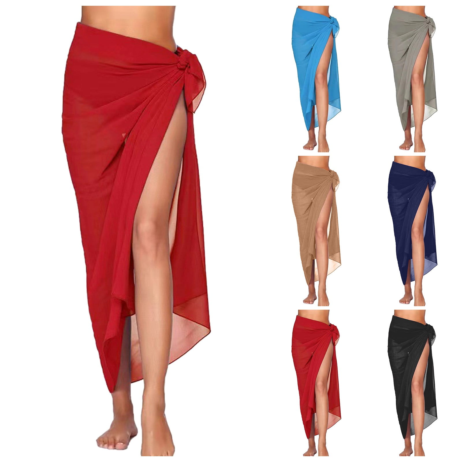 Women Sarong Swimsuit Coverups Chiffon Long Bikini Wraps Breathable ...
