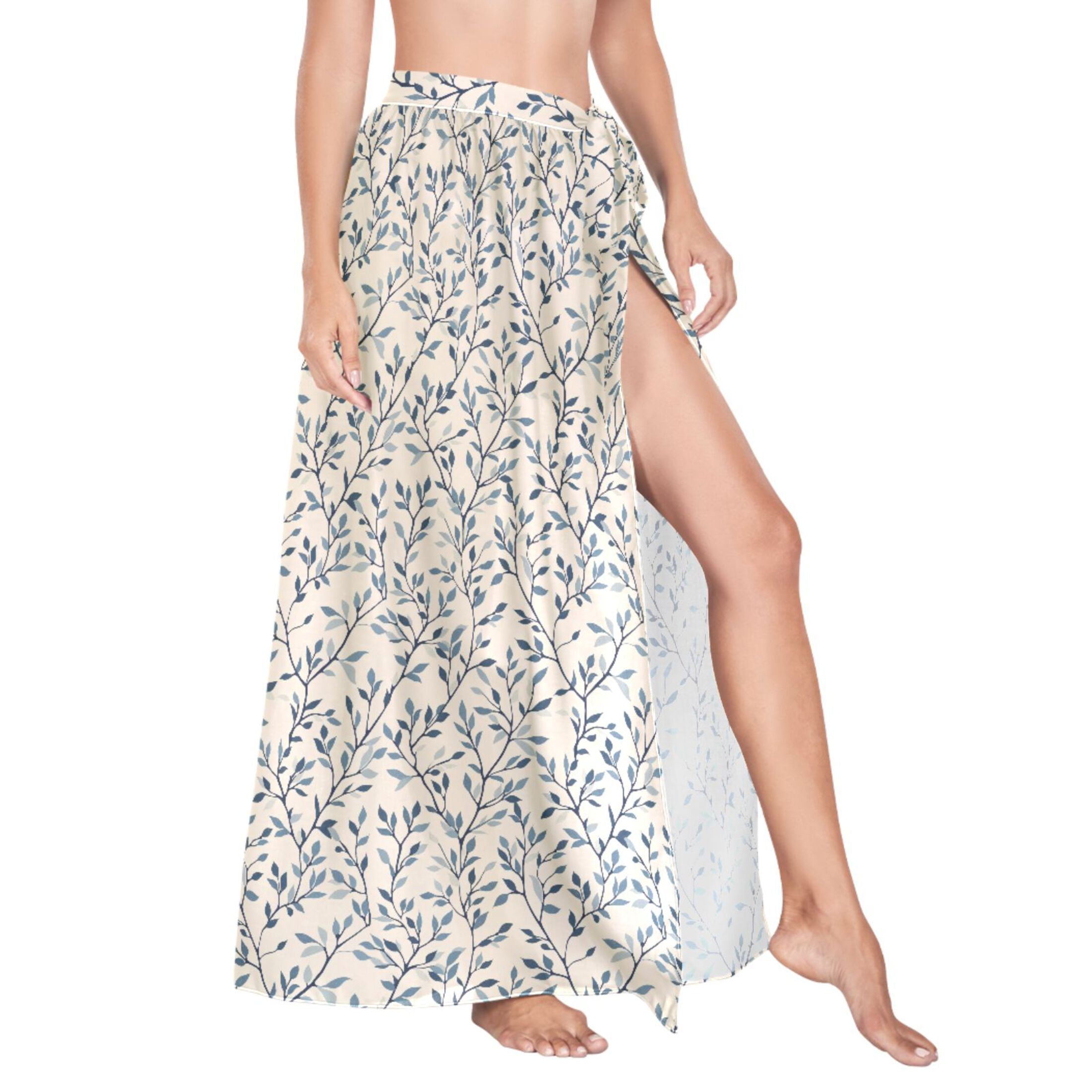Women Sarong Wraps Leaf Pattern Swimsuit Beach Pareo Bikini Coverups ...