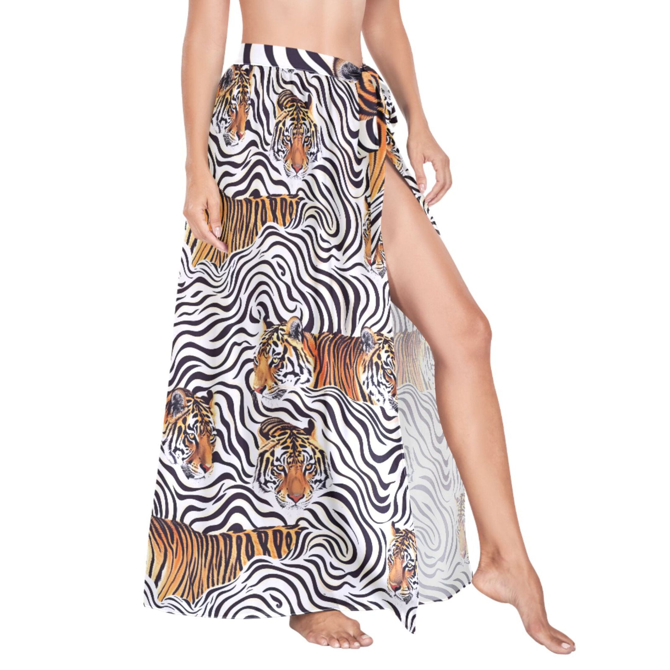 Women Sarong Wraps Tigers in Stripes Swimsuit Beach Pareo Bikini ...