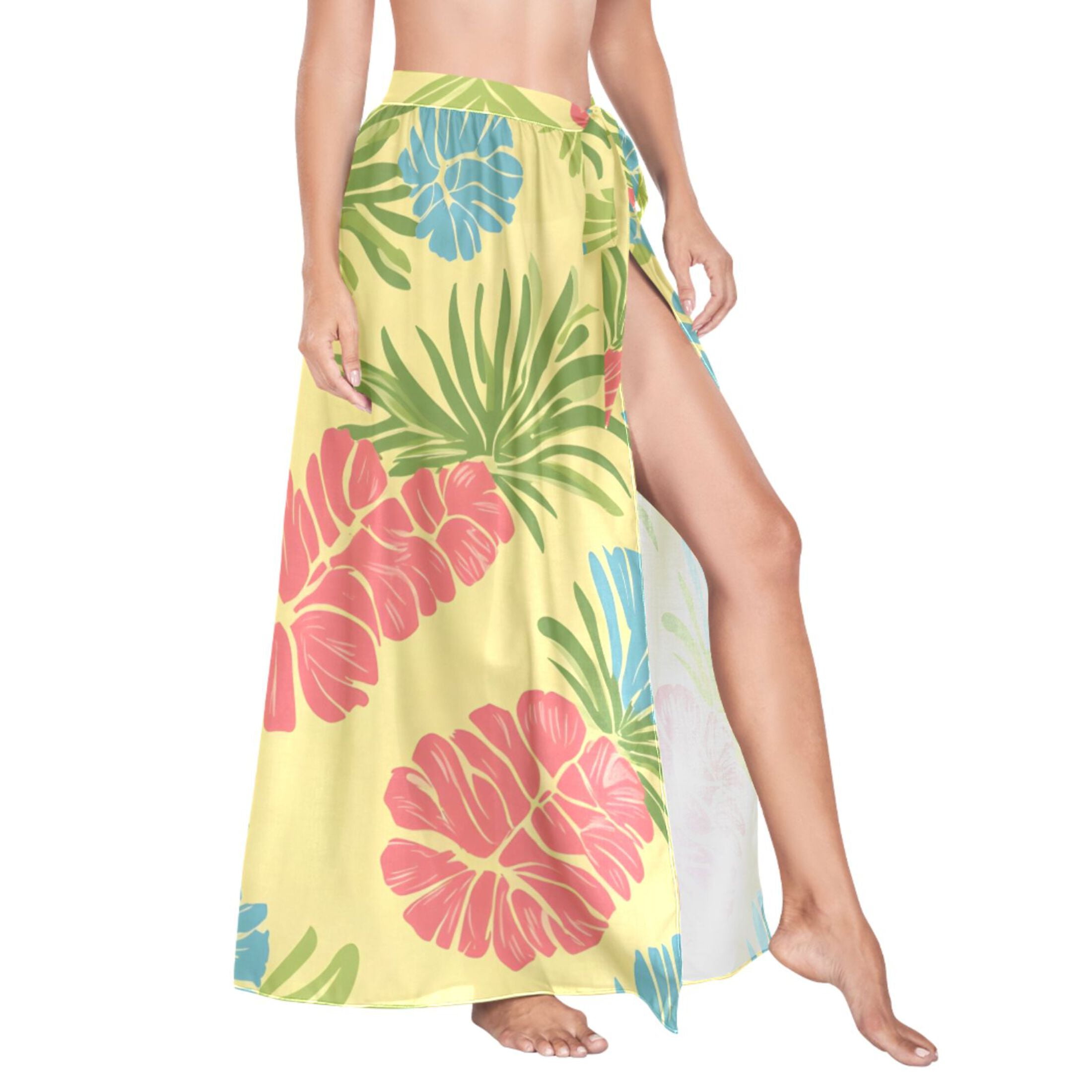 Women Sarong Wraps Tropical Leaves Swimsuit Beach Pareo Bikini Coverups ...