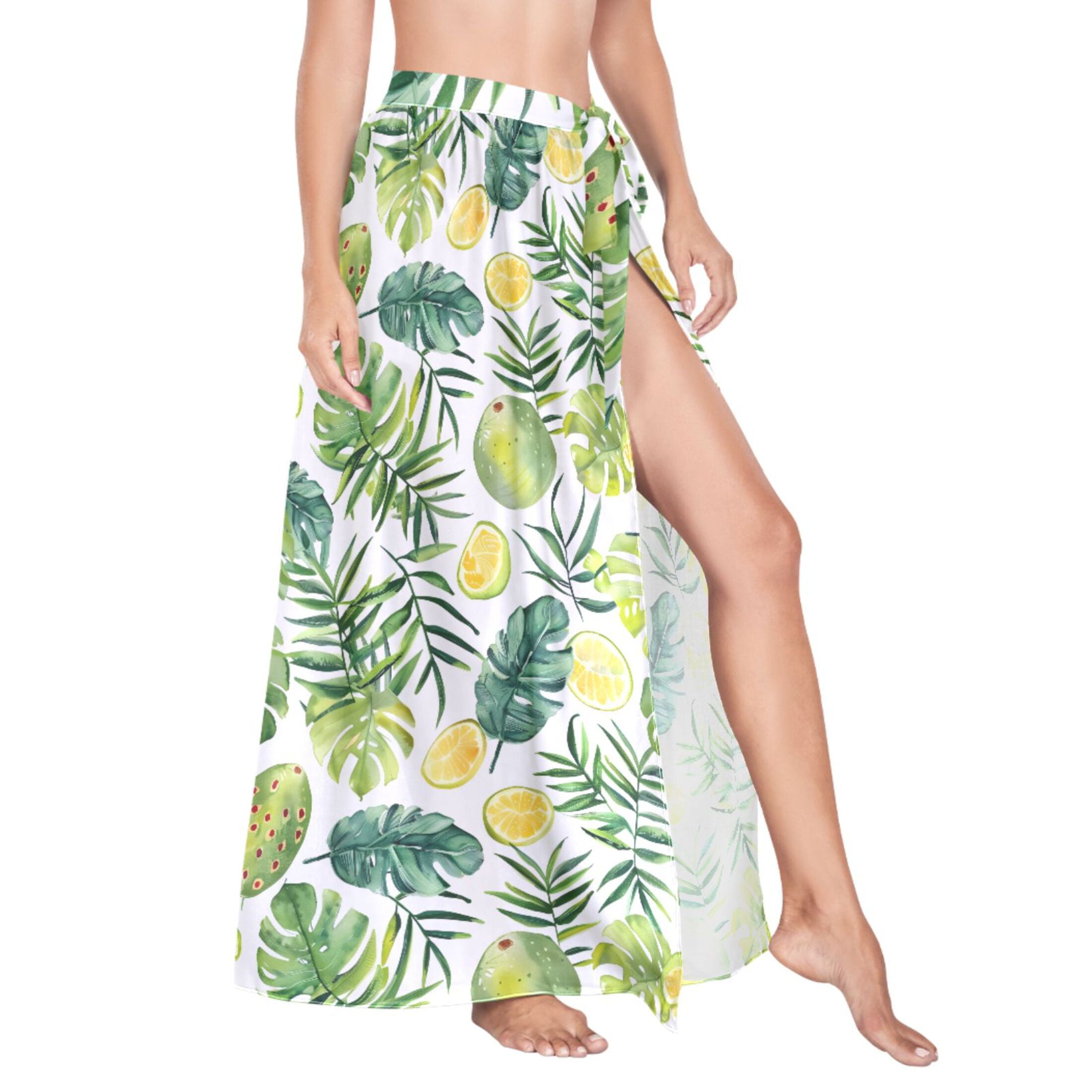 Women Sarong Wraps Watercolor Green Tropical Leaves Swimsuit Beach ...