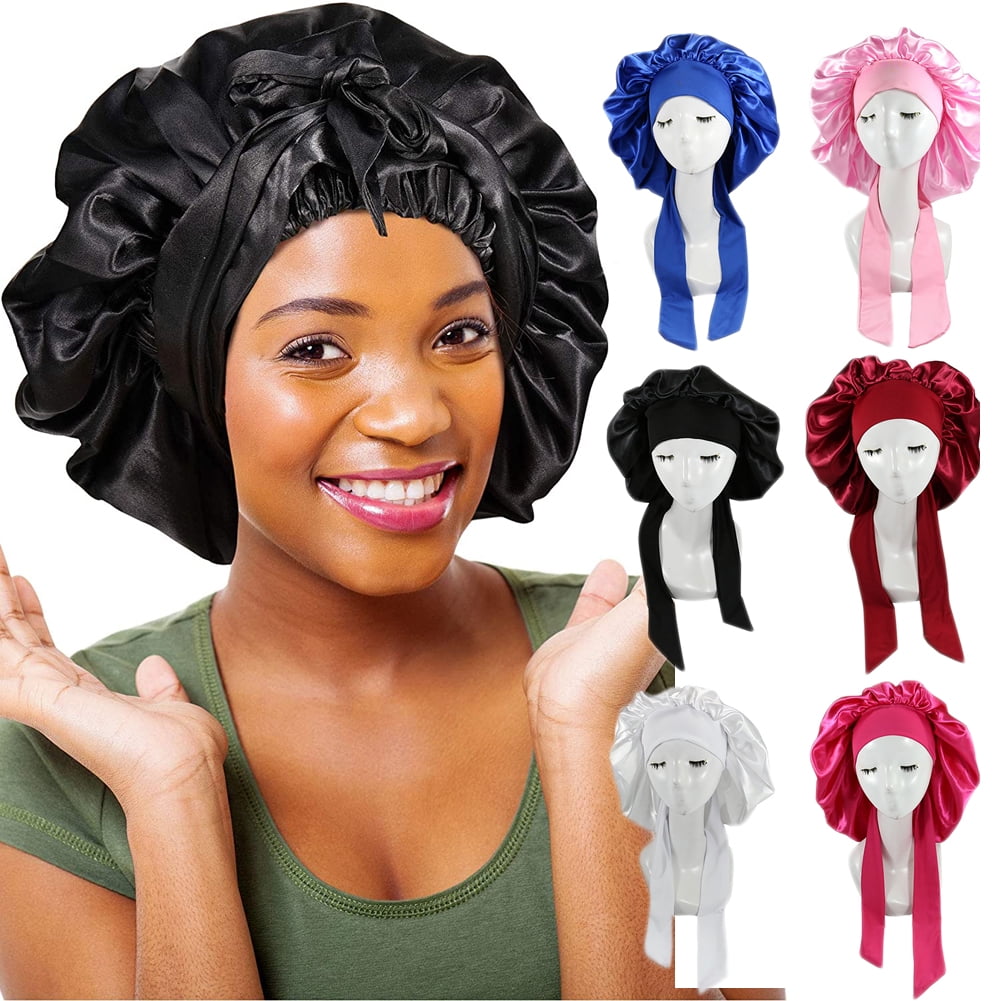 Windfall Women's Adjustable String Tie Fashion Satin Bonnet, Silk Cap ...