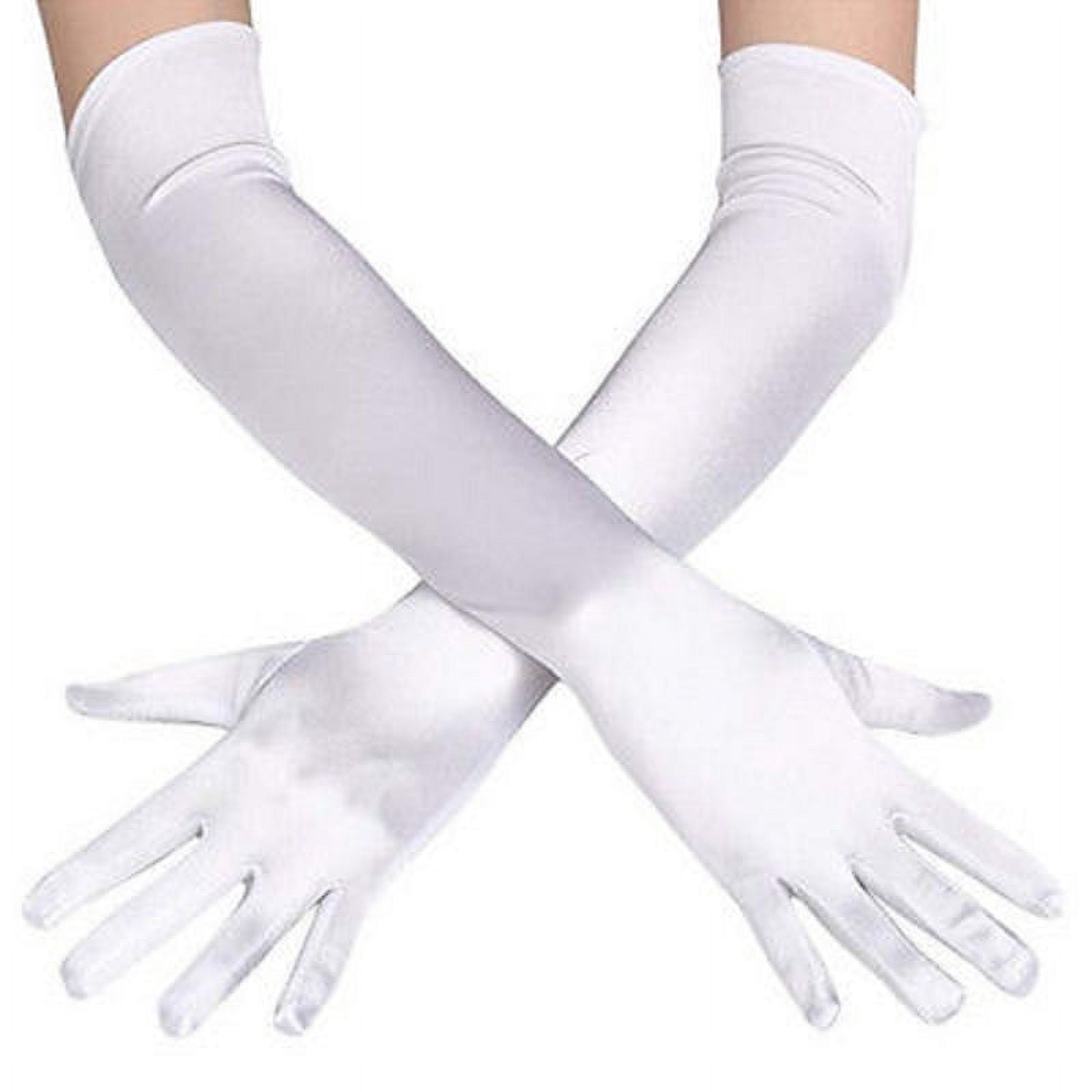 Women Satin Long Gloves Luxury Solid Color Elbow-Length Stretch Gloves ...