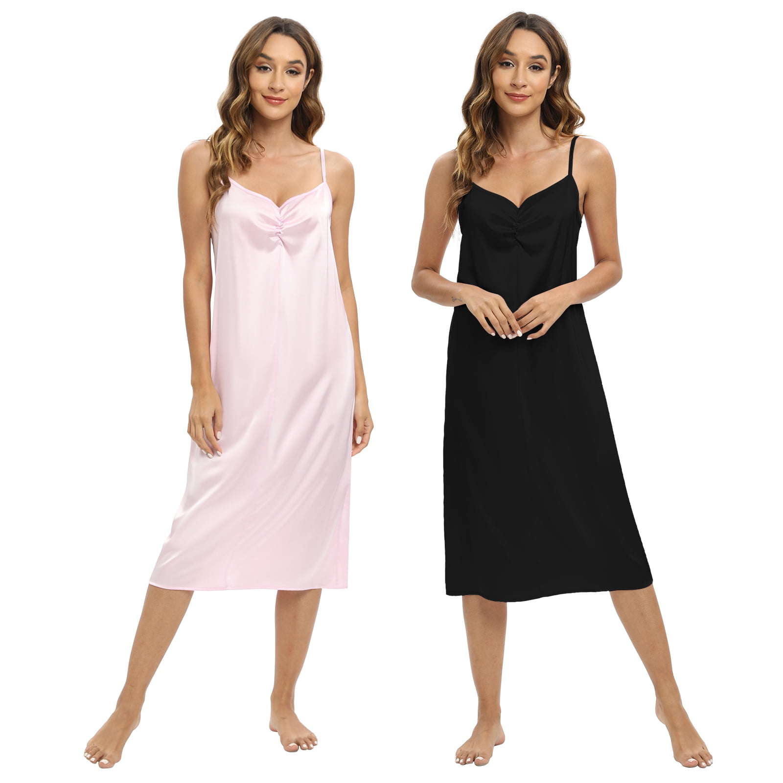 Women Satin Nightgown V Neck Silk Nightshirt Chemise Satin Slip Silk ...