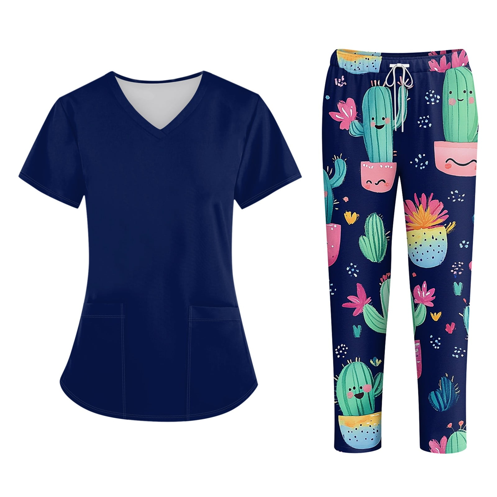 Women Scrubs Sets,Scrubs For Women Set Short Sleeve Animal Flower ...