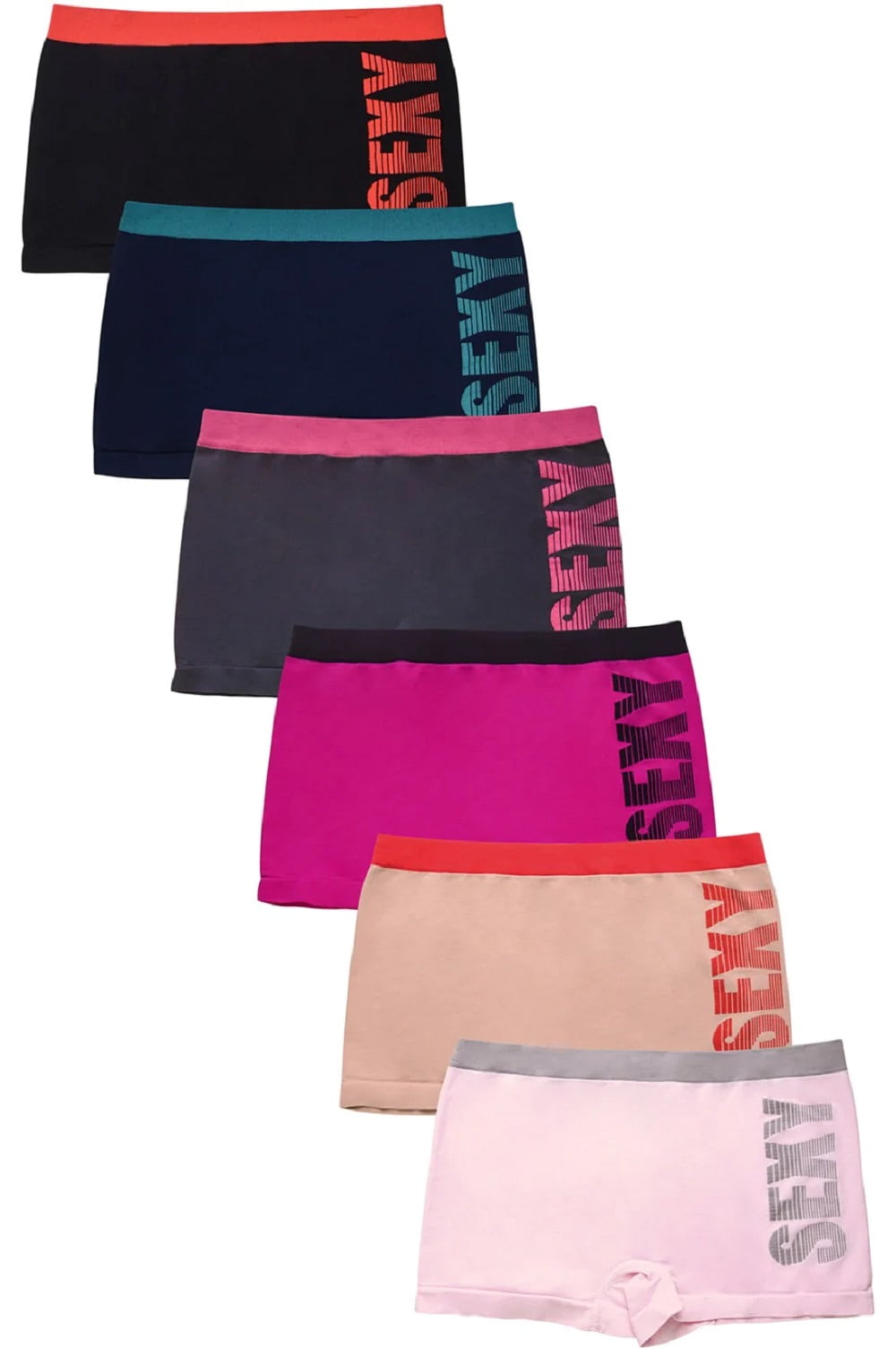 6-Pack Women's Seamless Boyshort Panties Soft Stretch Boxer Briefs ...