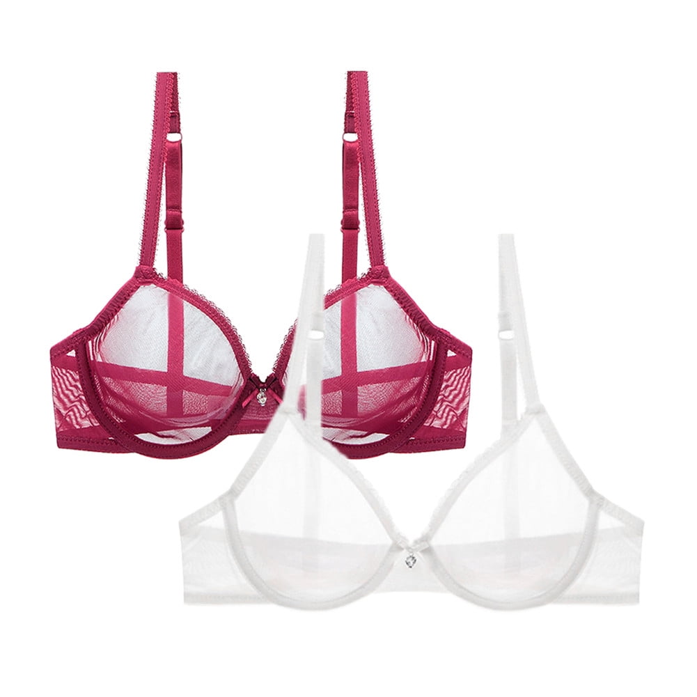 Women See-Through Lace Soft Transparent Everyday Bra Pack2 - Walmart.com