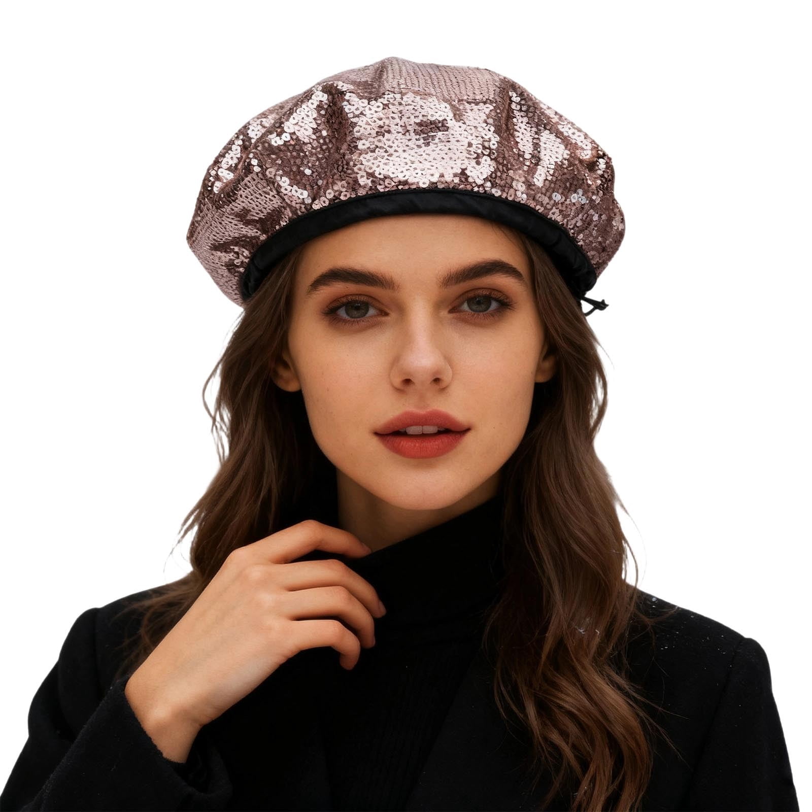 Women Sequin Beret Hats – Shiny Glitter Retro Painter Cap, Elegant ...
