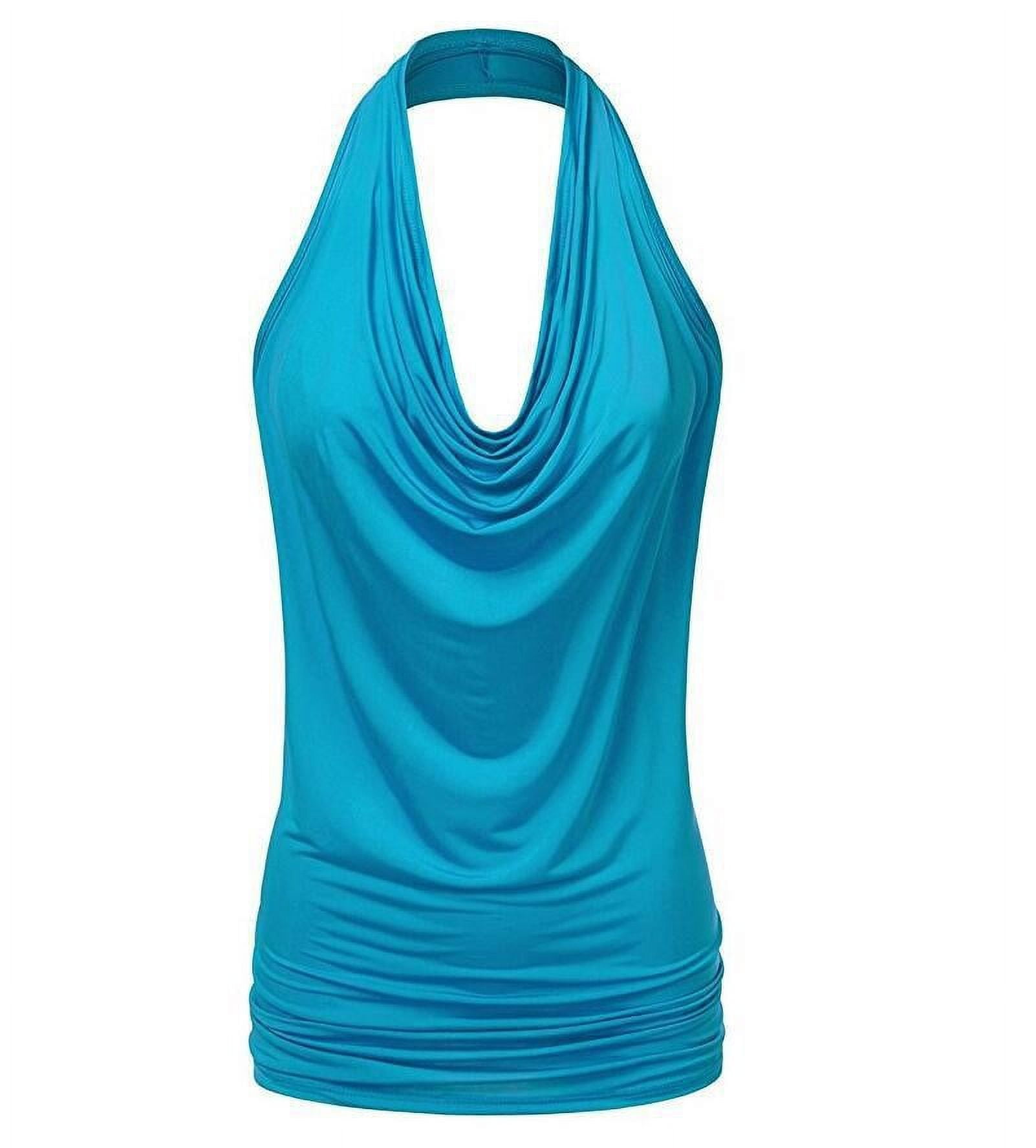 Women Sexy Drape Cowl Neck Tank Blouse Backless Sleeveless Vest Tops ...