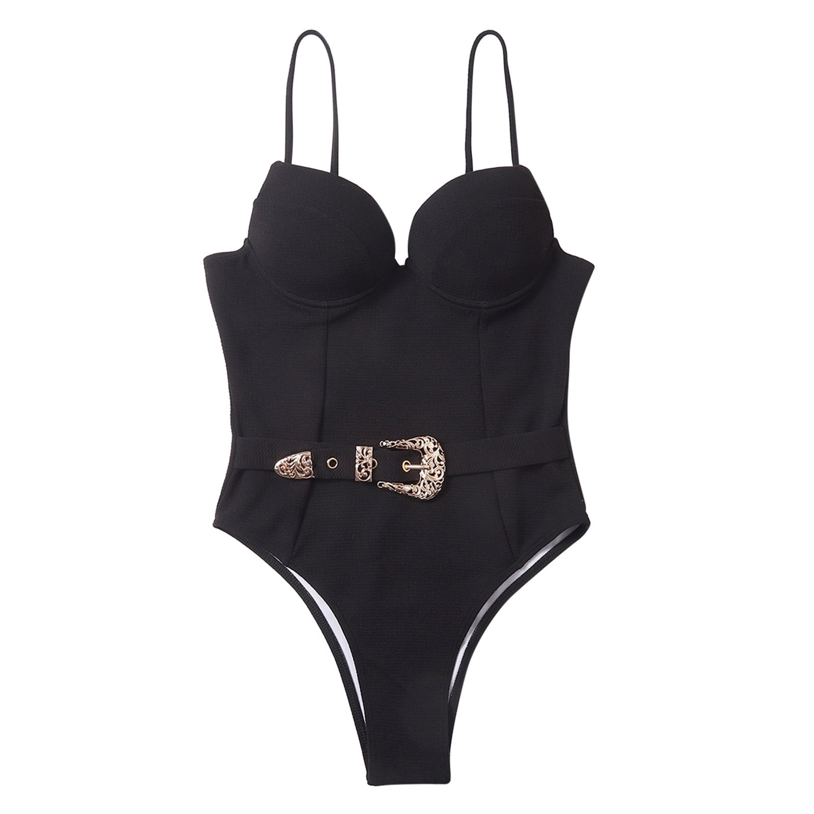 Women Sexy Hard Cup High Waist Pants Headband Accessories One Piece