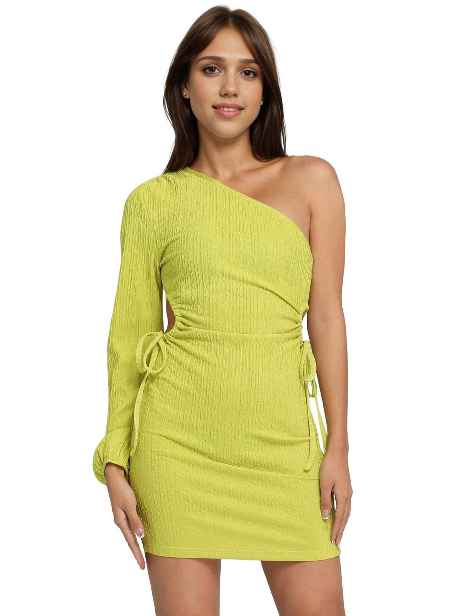 Women Sexy One Shoulder Bodycon Mini Dress Long Sleeve Spring Summer ...