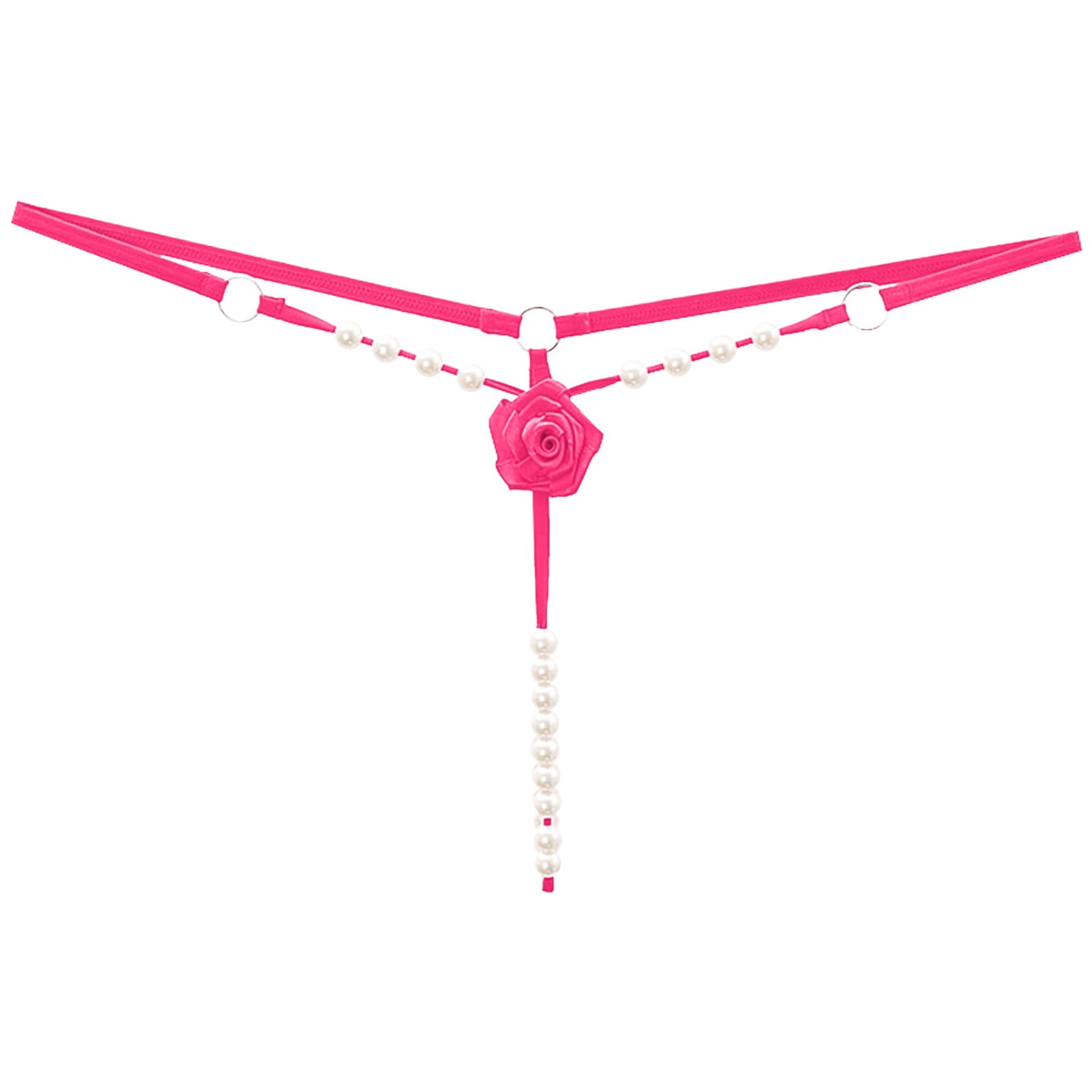 Women Sexy Panties Hot Pink String Thong Bowknot Beads Panties Low Rise ...
