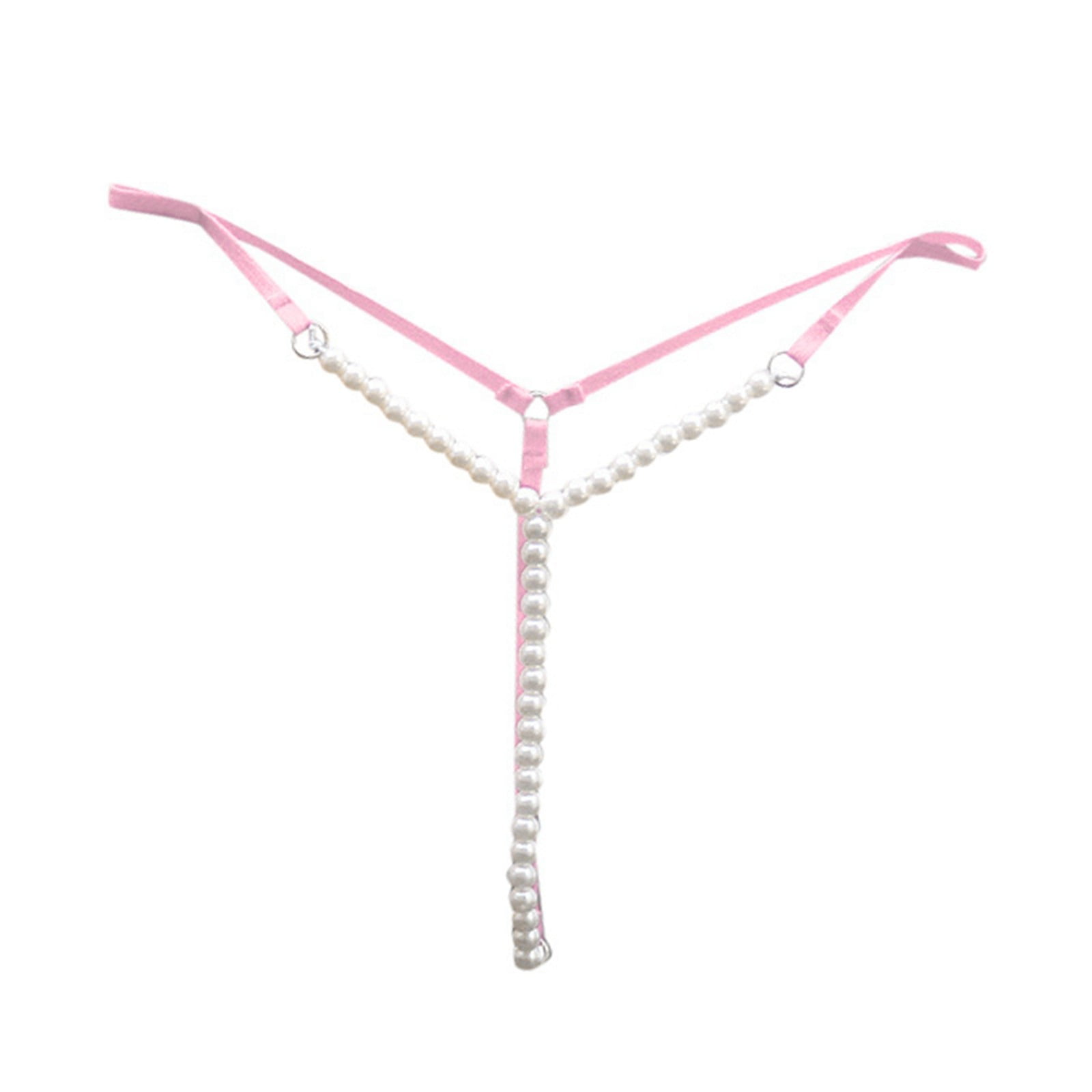 Women Sexy Panties Pink Thong Pearls Mini Bikini G String Thongs for ...
