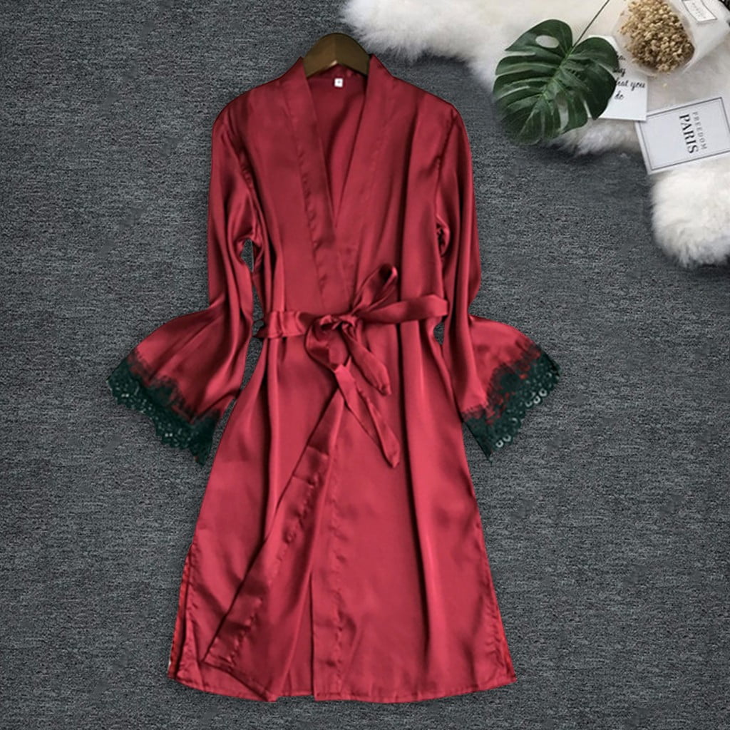 Women Sexy Satin Silk Sleepwear Pajamas Nightdress Lingerie Night Dress ...