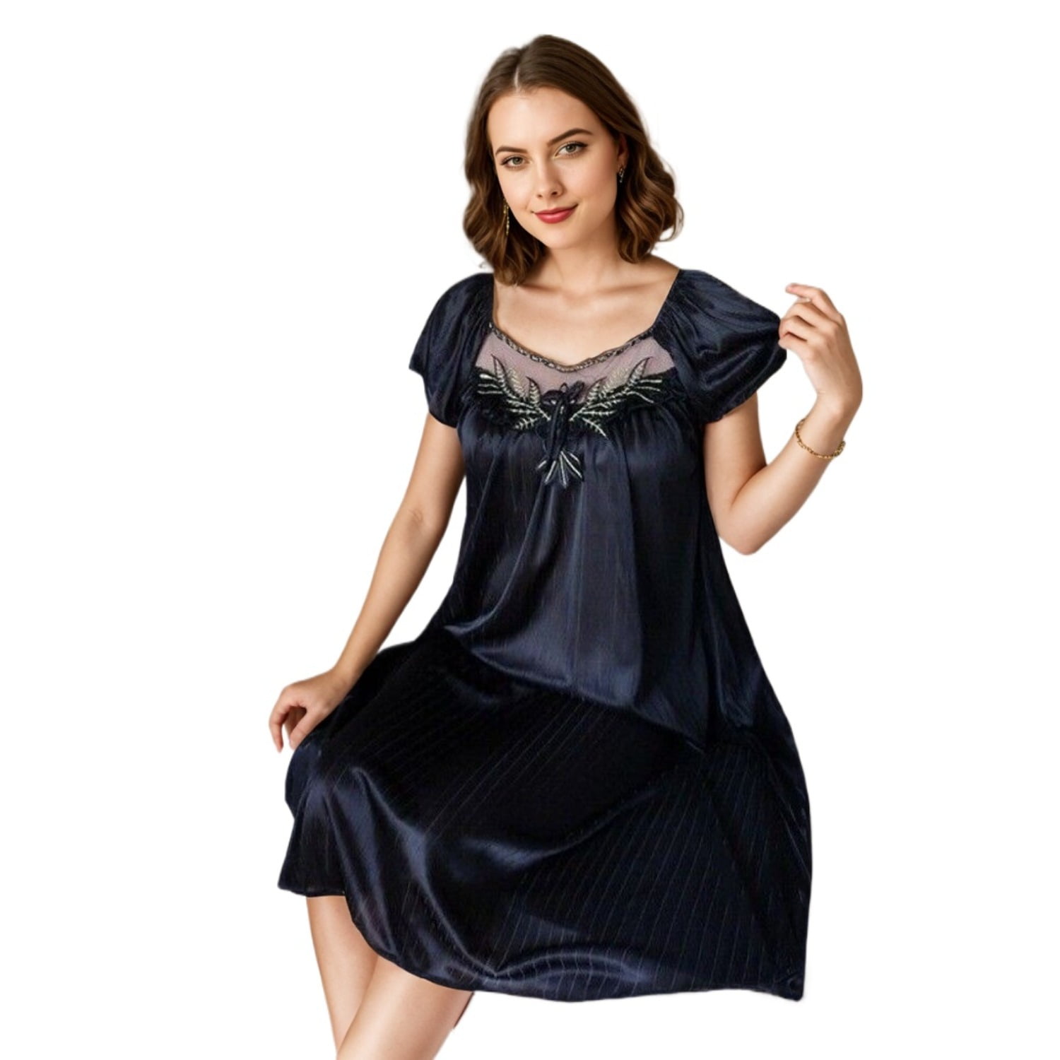 Women Sexy Sleepwear Silk Satin Short Sleeve Nightgown Robes Night Dress Nightie - Walmart.com
