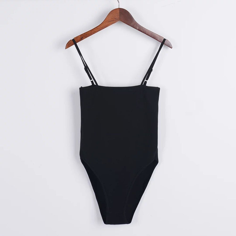 Women Sexy Suspender Jumpsuit Solid Slim Fitting Tank Top Bodysuit Swimsuit