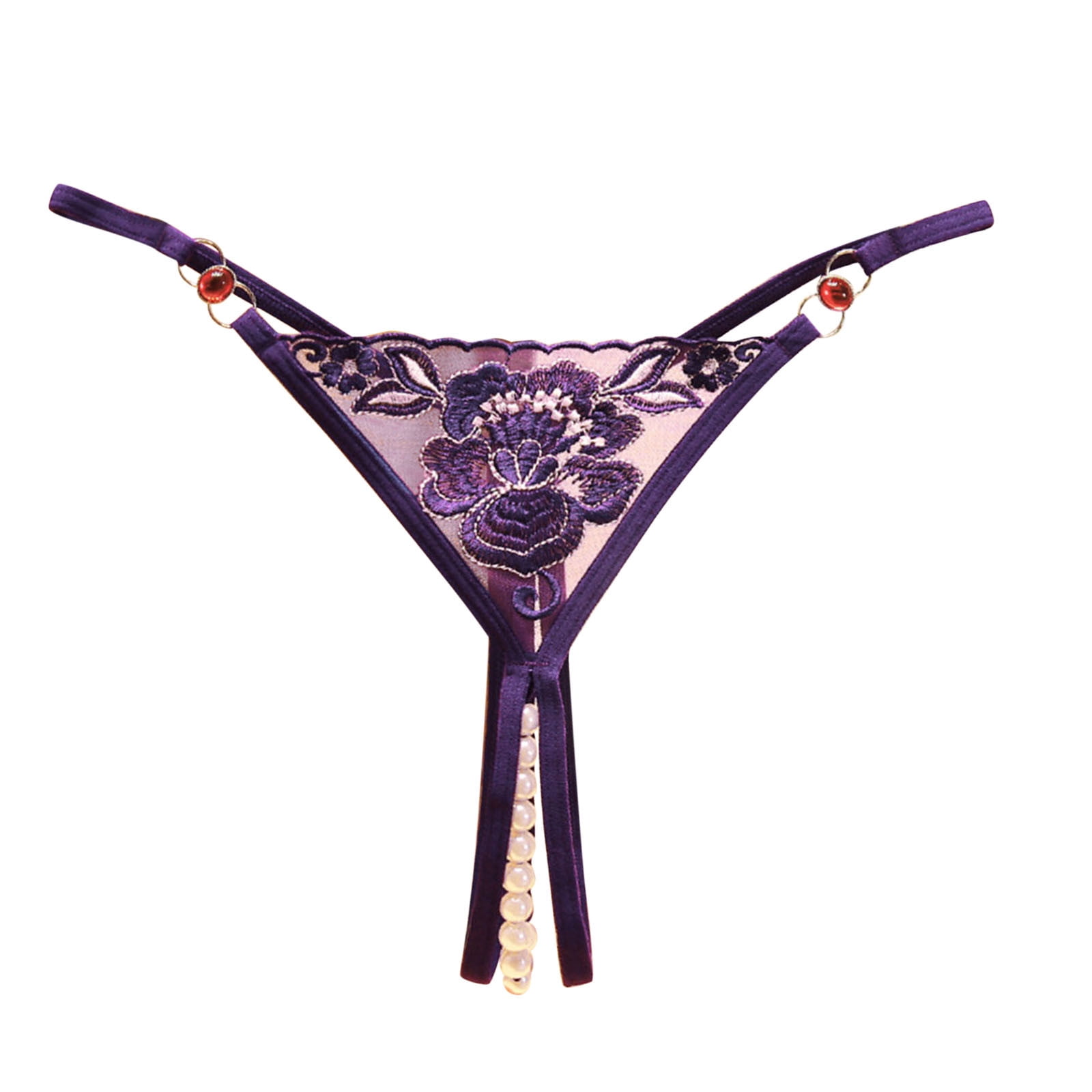 Women Sexy Thongs Purple String Thong Pearl Thong Micro Thongs for ...