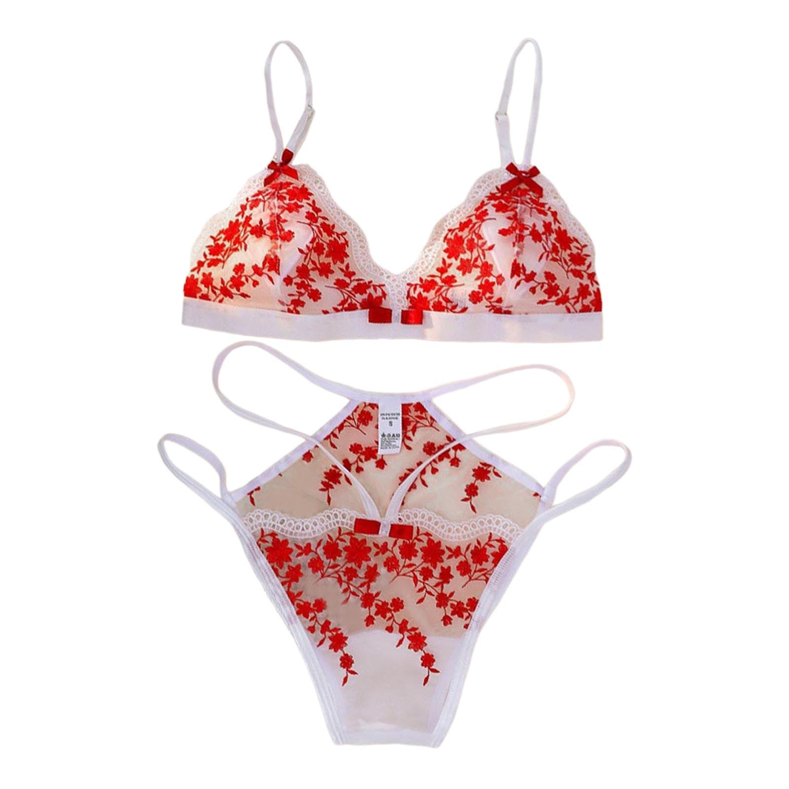 Women Sexy Triangle Cup French Bra Set Raised Dot Embroidery Big Chest ...
