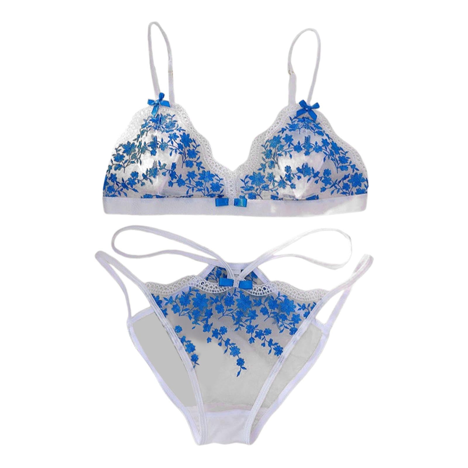 Women Sexy Triangle Cup French Bra Set Raised Dot Embroidery Big Chest ...