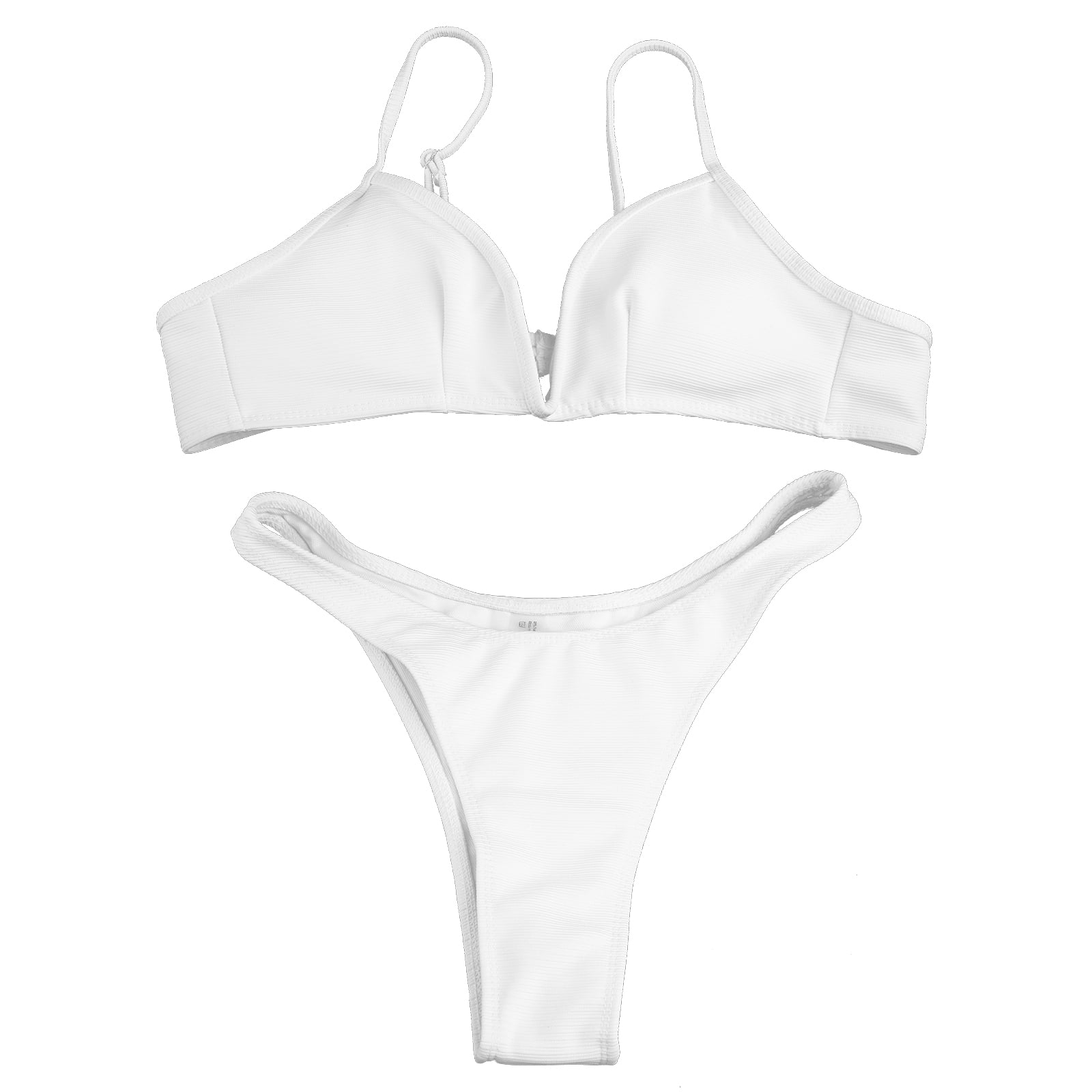 Women Sexy Two Piece Bikini Set Solid Color Push-Up V-Neck Brazilian ...