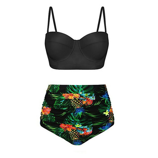 Women Sexy Two Piece Push Up Padded Swimsuit High Waist Bikini Set