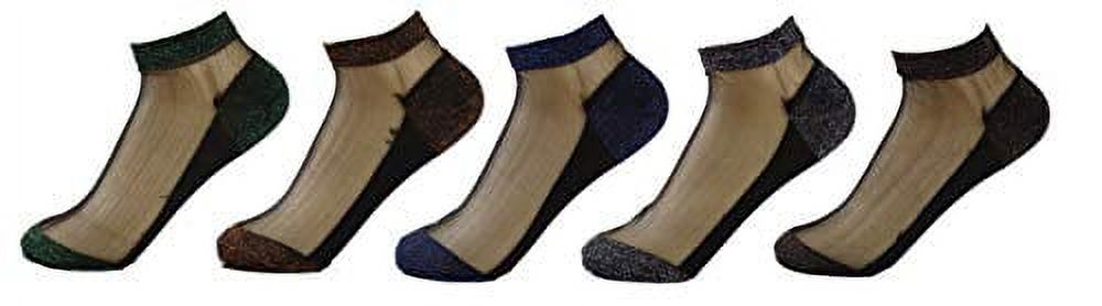Women Sheer Transparent Lace Embroidery Panel Crystal Sparkly Socks 5 ...
