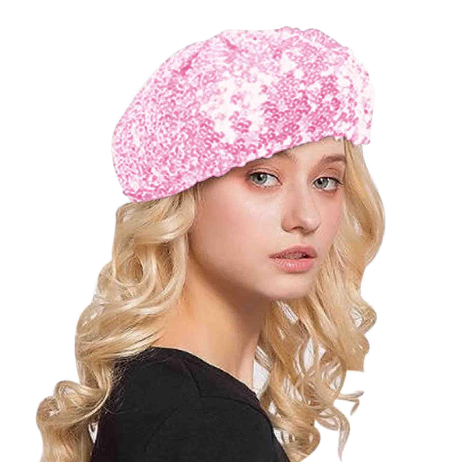 Women Shining Sequins Beret Hat, Stretchy Show Caps Dancer Singer Hats ...