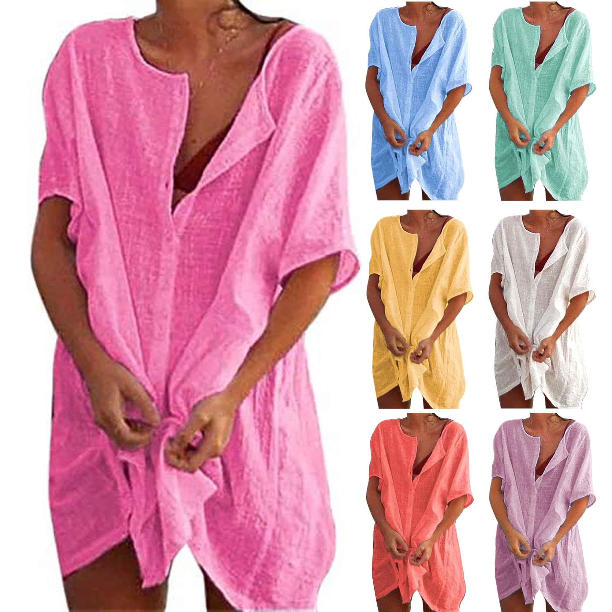 Women Shirt Dress Swimsuit Cover-ups Woman Swimwear Beach Cover up ...